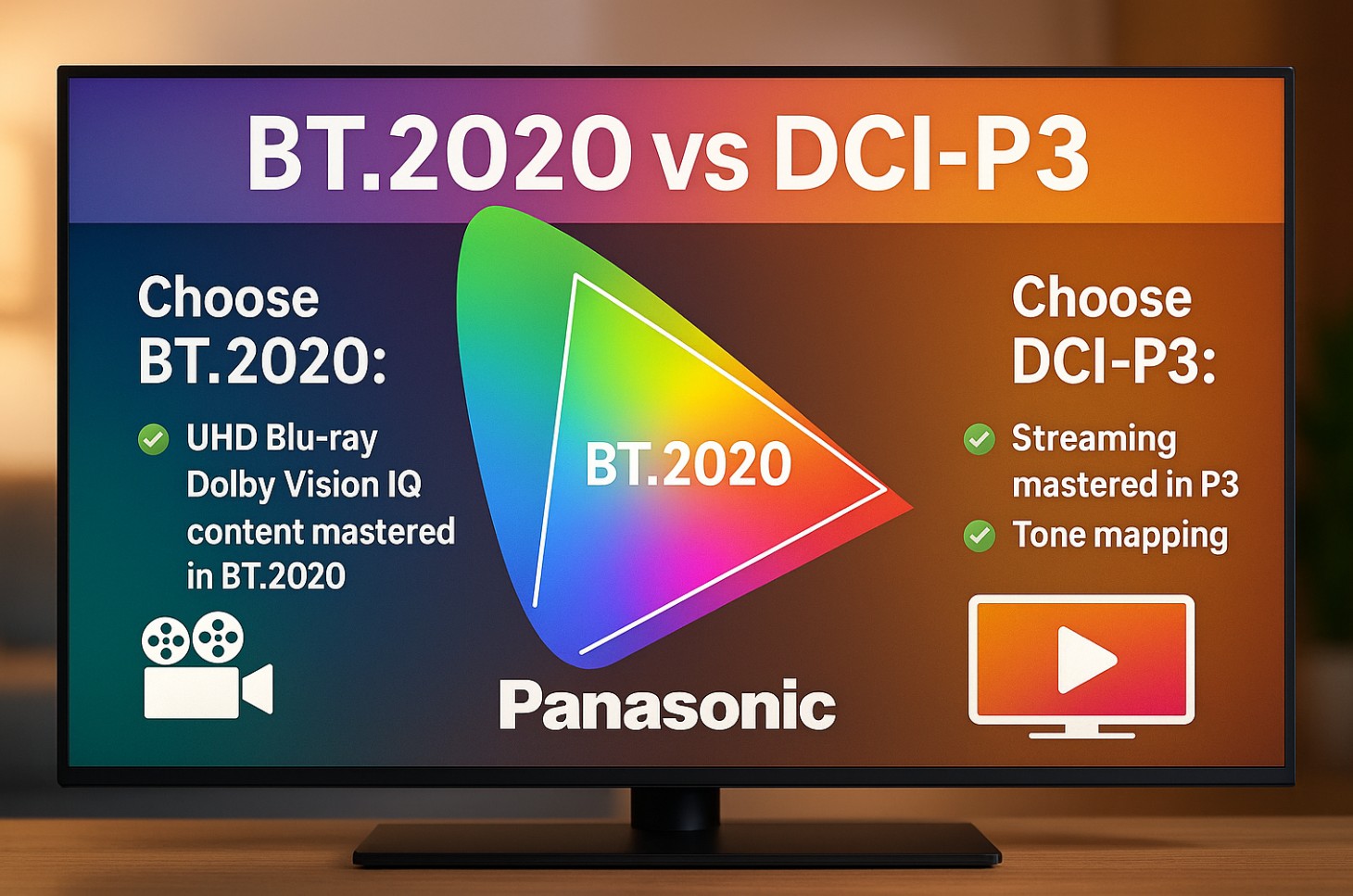 Panasonic BT.2020 vs DCI-P3 — which color space should you use